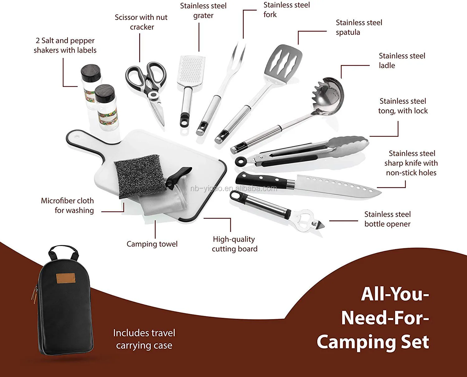 11piece Camping Cookware Set Campfire Kettle Outdoor Cooking Mess Kit ...