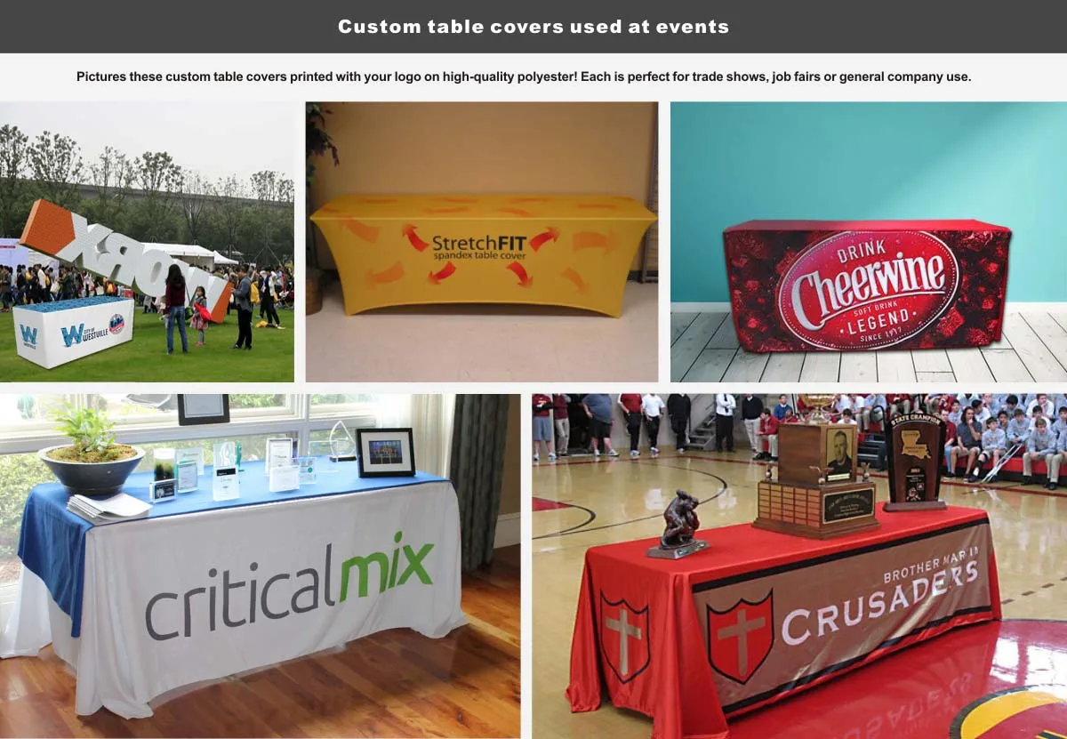 6ft Custom Logo Printed Fitted Table Cover Polyester Tablecloth For ...