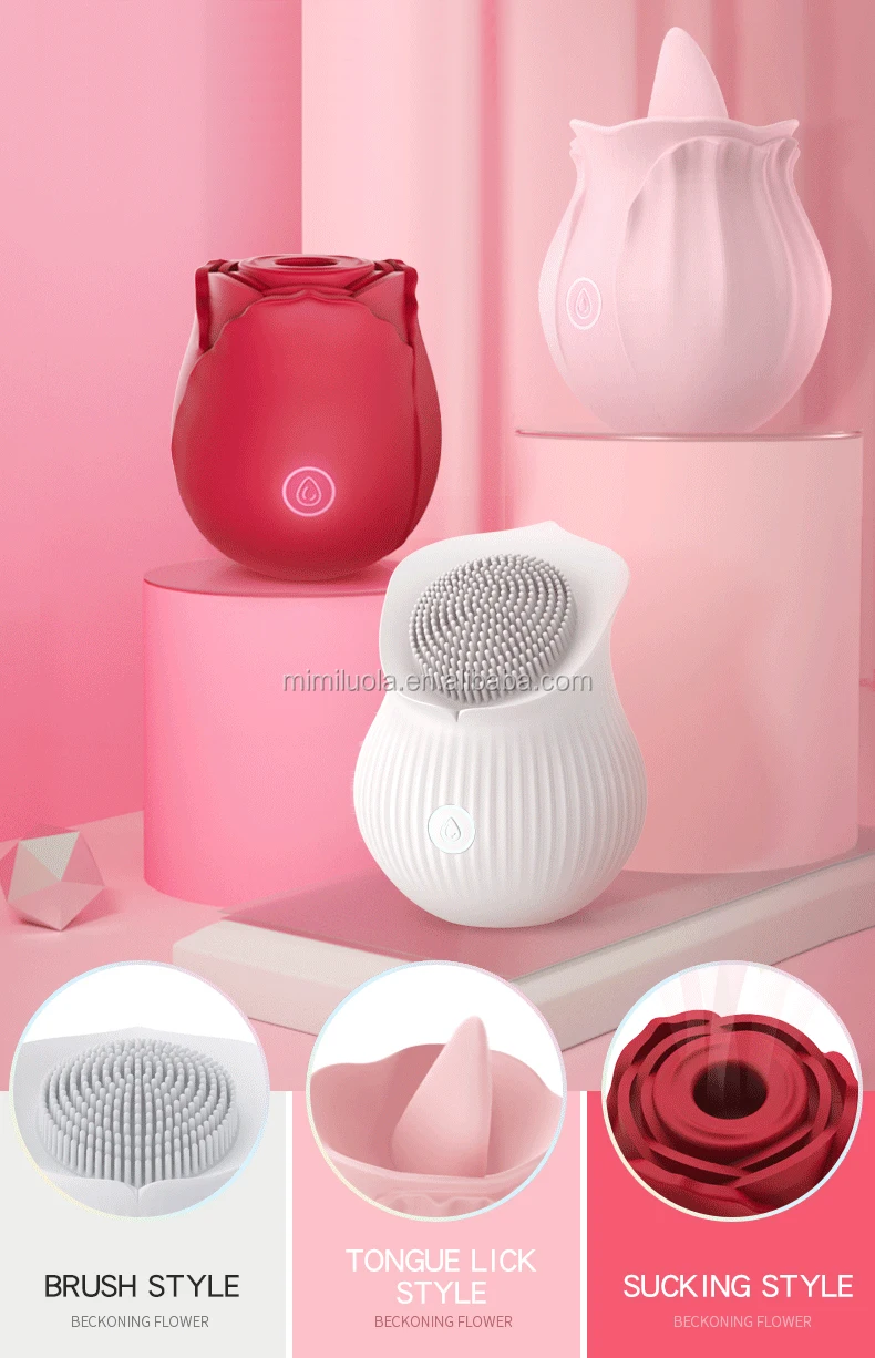 Omysky Rose Flower Shaped Pink Massager Vagina Brush Licking Super ...