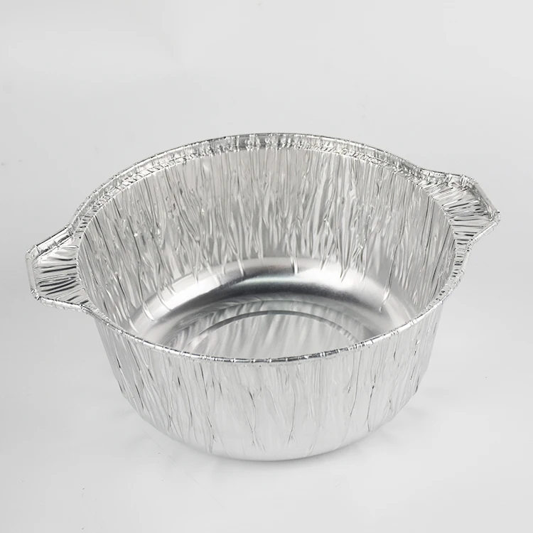 Eco-friendly Round Aluminium Foil Box with Lid - 2500ml