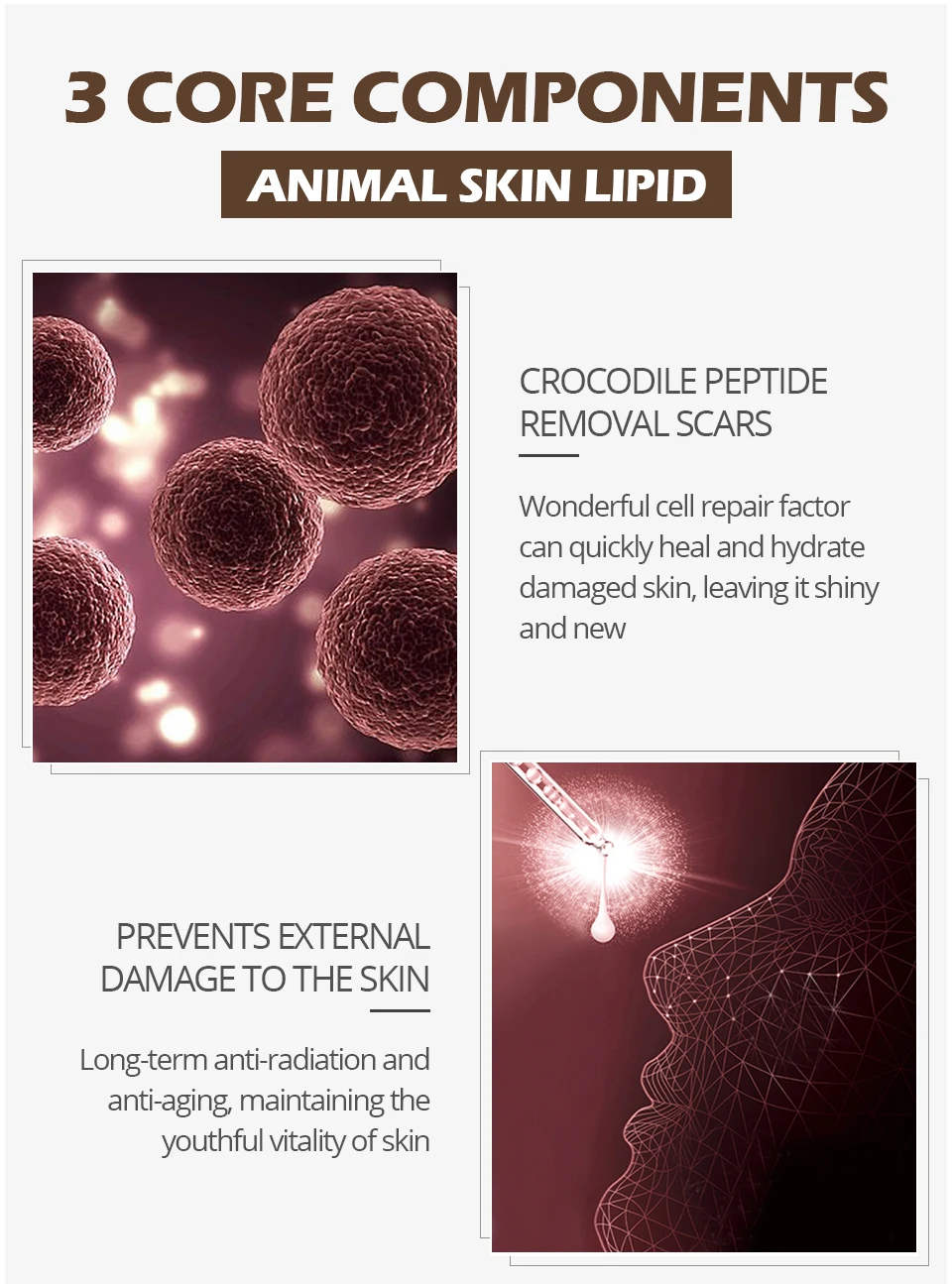 Vibrant Glamour Crocodile Repair Scars Cream Face Acne Spots Lighten ...