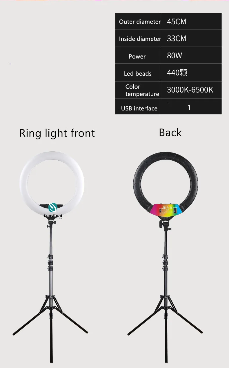 18 Inch RGB Ring Light Kit with Stand, Ring Lamp With Stand 3200K-6500K ...