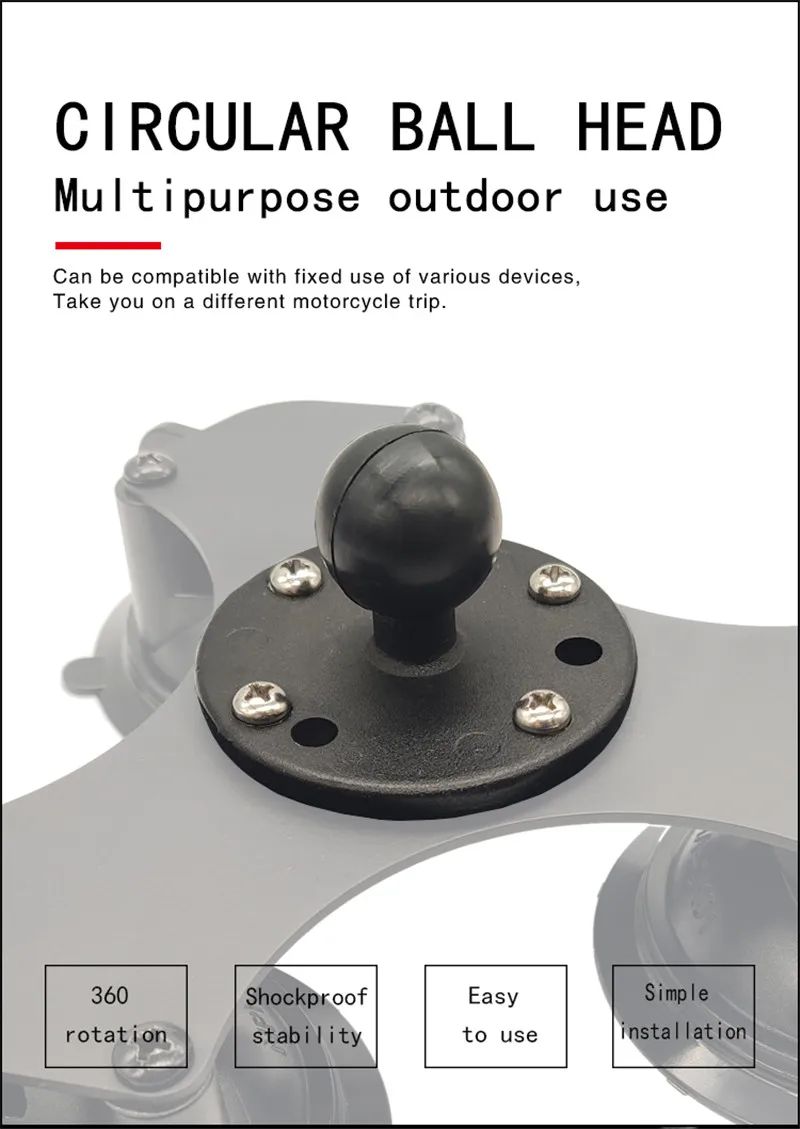 1 Inch Ball Ram Mount Motorcycle Round Mounting Base Bracket Phone ...