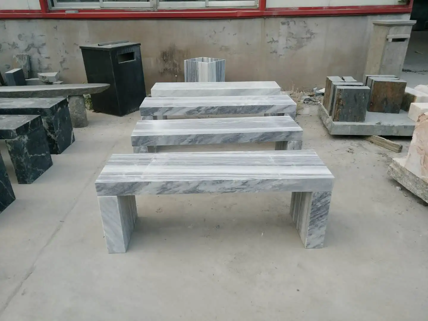 Black Granite Basalt Black Marble Stone Bench Out Door Garden ...