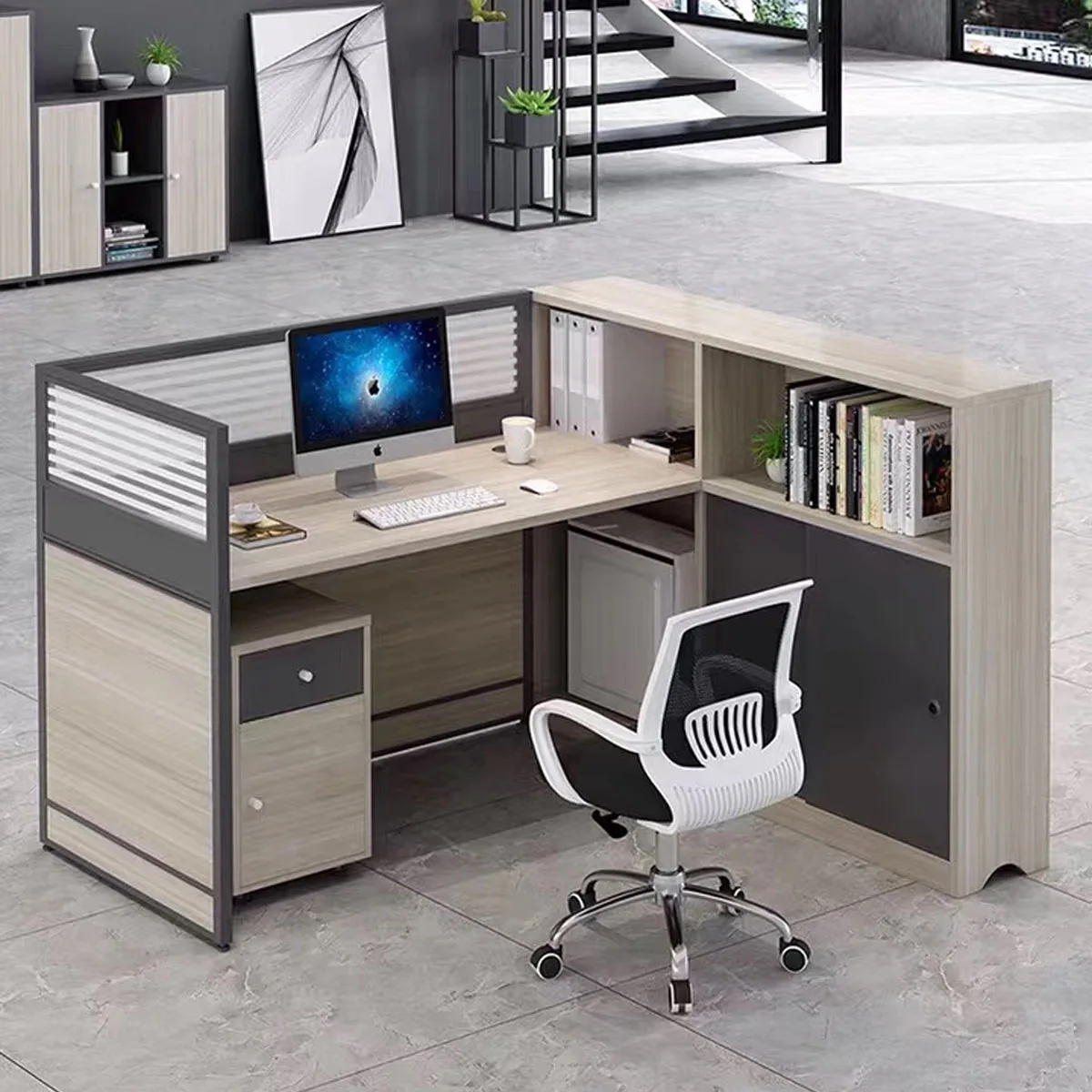 Center Cubicles Modular Office Works 6 People Office Workstation Office ...