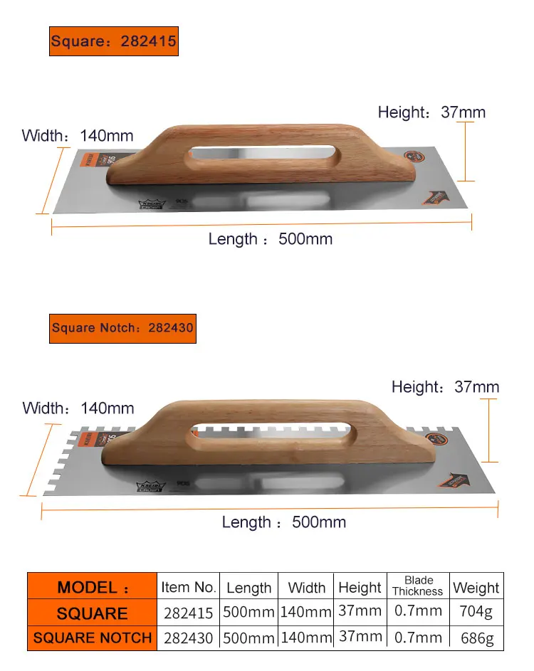 KSEIBI Two Handed Long Plastering Trowels - Durable & Versatile