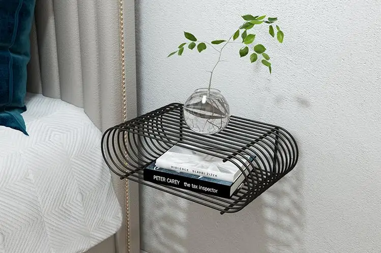 Bedroom Home Mount Black Metal Display Wire Wall Rack Modern Wall Shelf ...