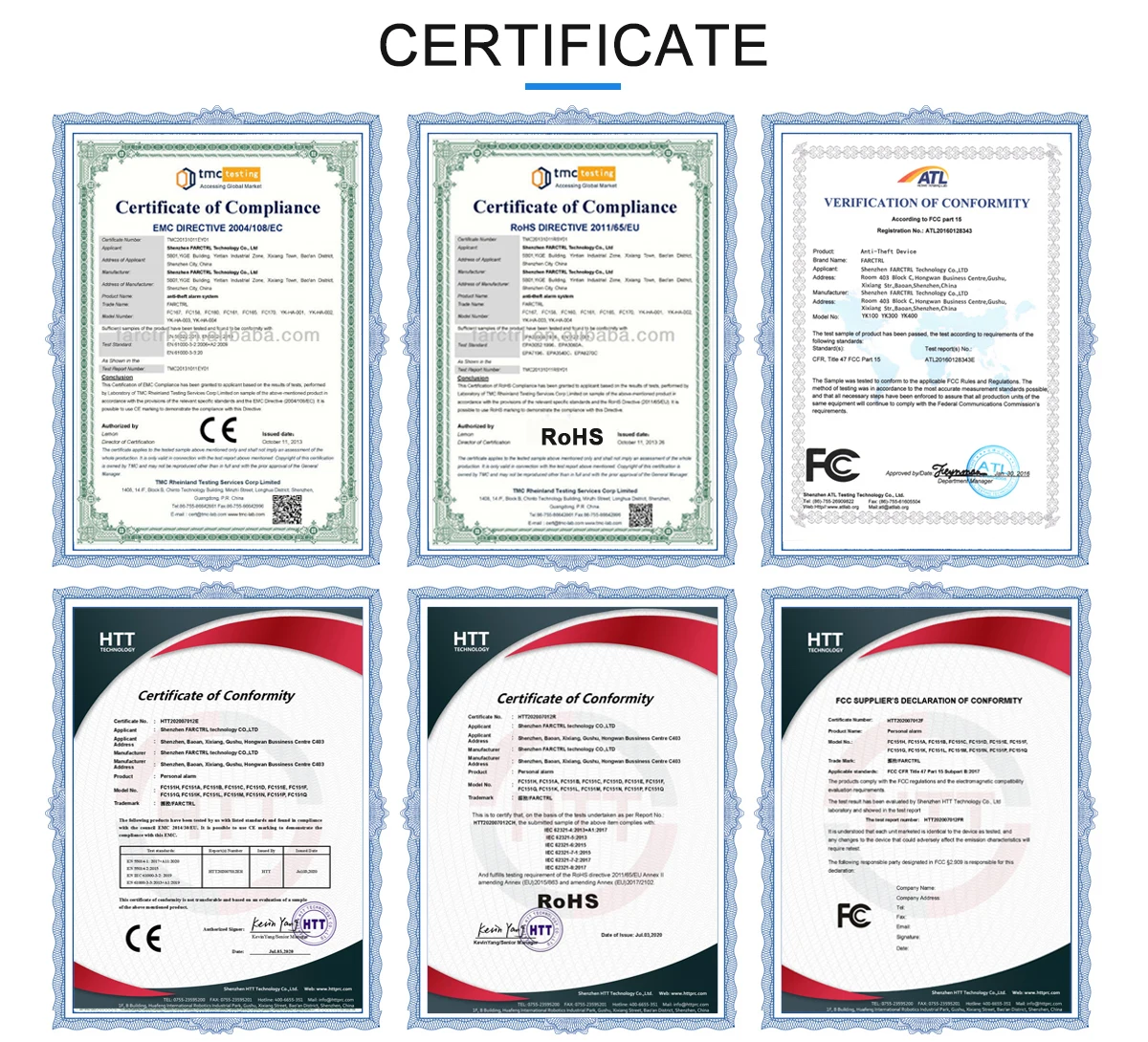 Shenzhen Farctrl Technology Co., Ltd. - Security alarms/Personal alarms/EAS anti-theft alarms