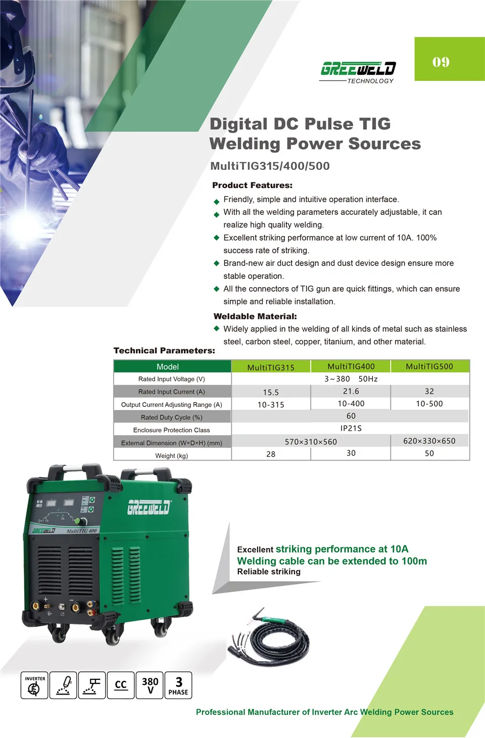 Yueda TIG500 DC Pulse 500A Welding Machine - Heavy Duty TIG