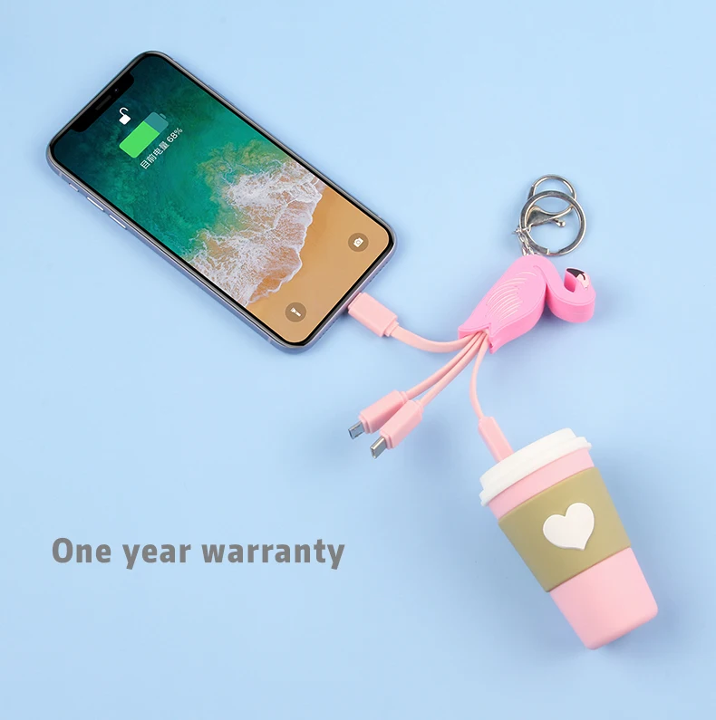 Custom 3in1 4in1 Fast Charging Cable Shape Flamingo Animal Cartoon Type ...