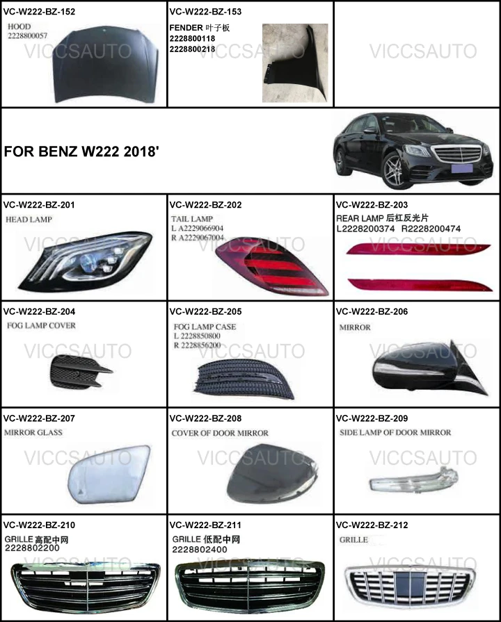 OEM 2228854900 for BENZ W222 2018' MAYBACH' AUTO CAR FRONT BUMPER STRIP ...