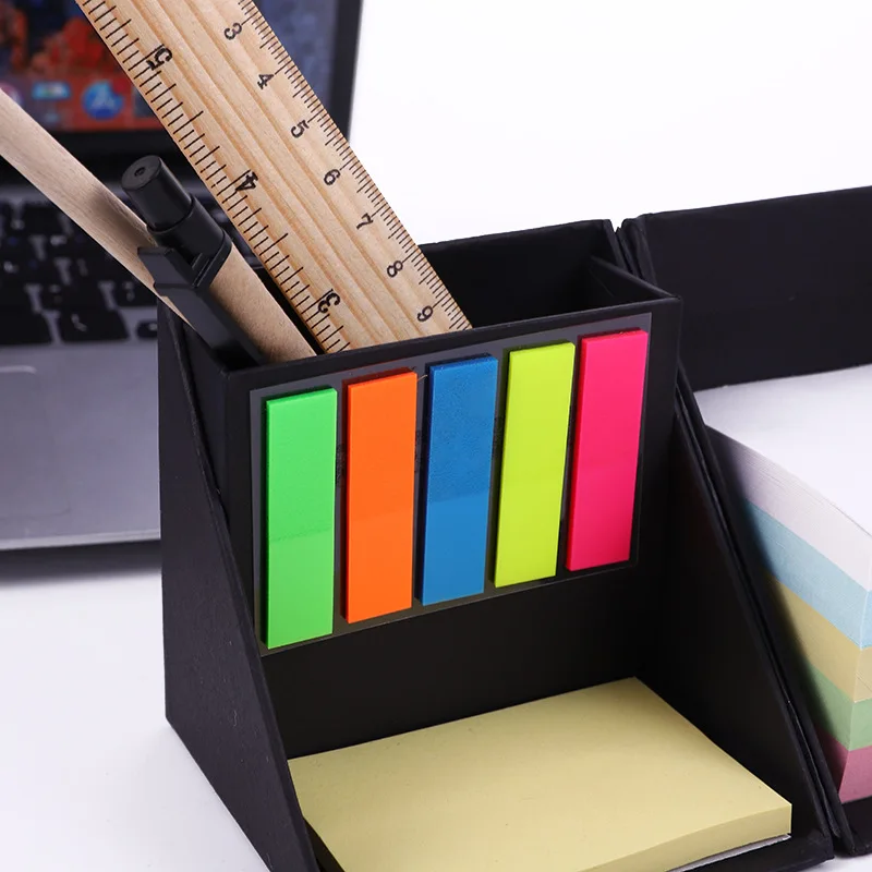 Foldable Cube Memo Pad Box, Multi-function Sticky Note Set with Pen ...