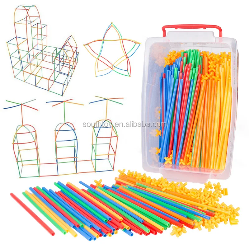 400 Piece Plastic Straws and Connectors Building Blocks Toy