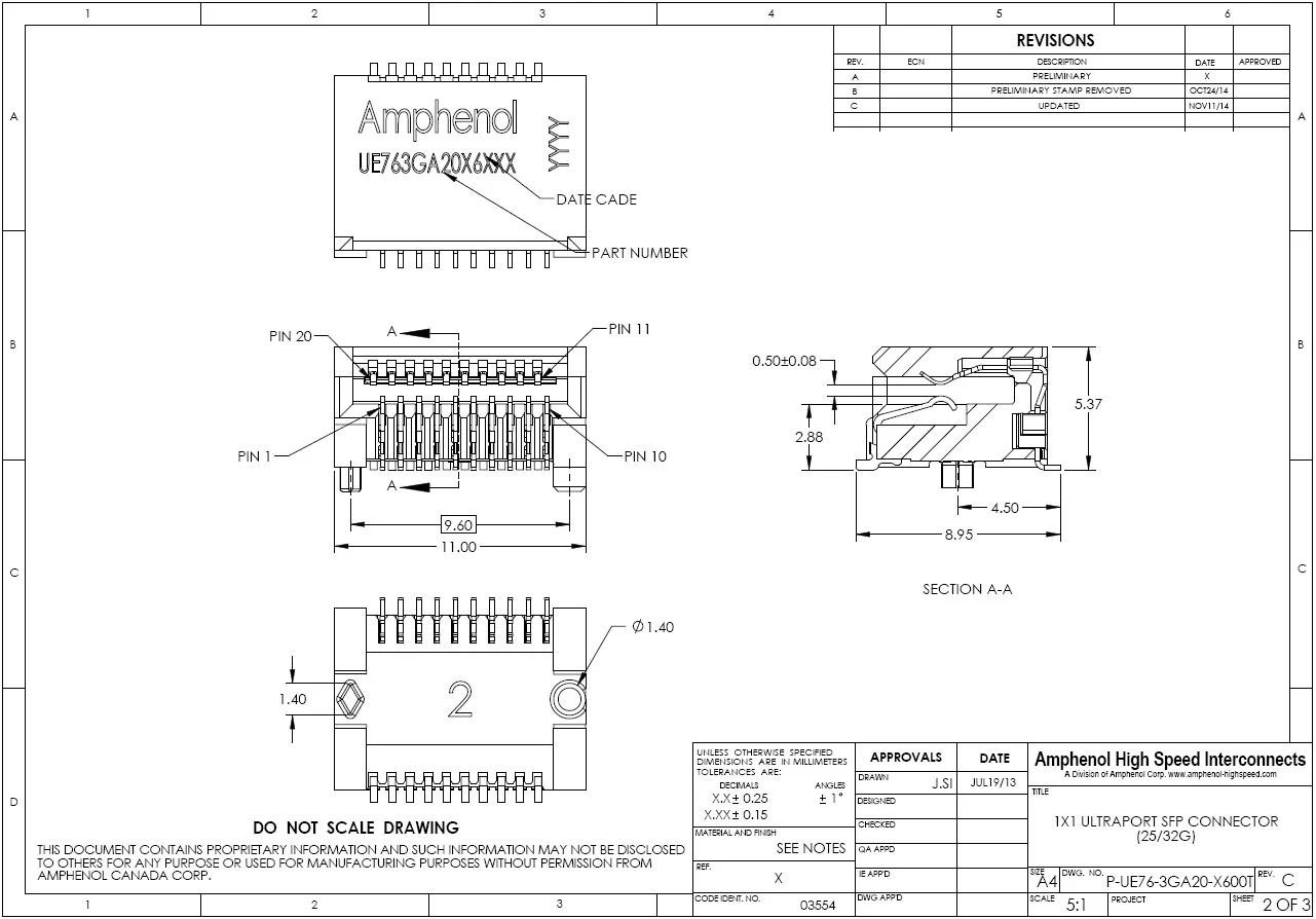 High Speed SFP28 Connector - UE76-3GA20-2600T for 400 Gbps