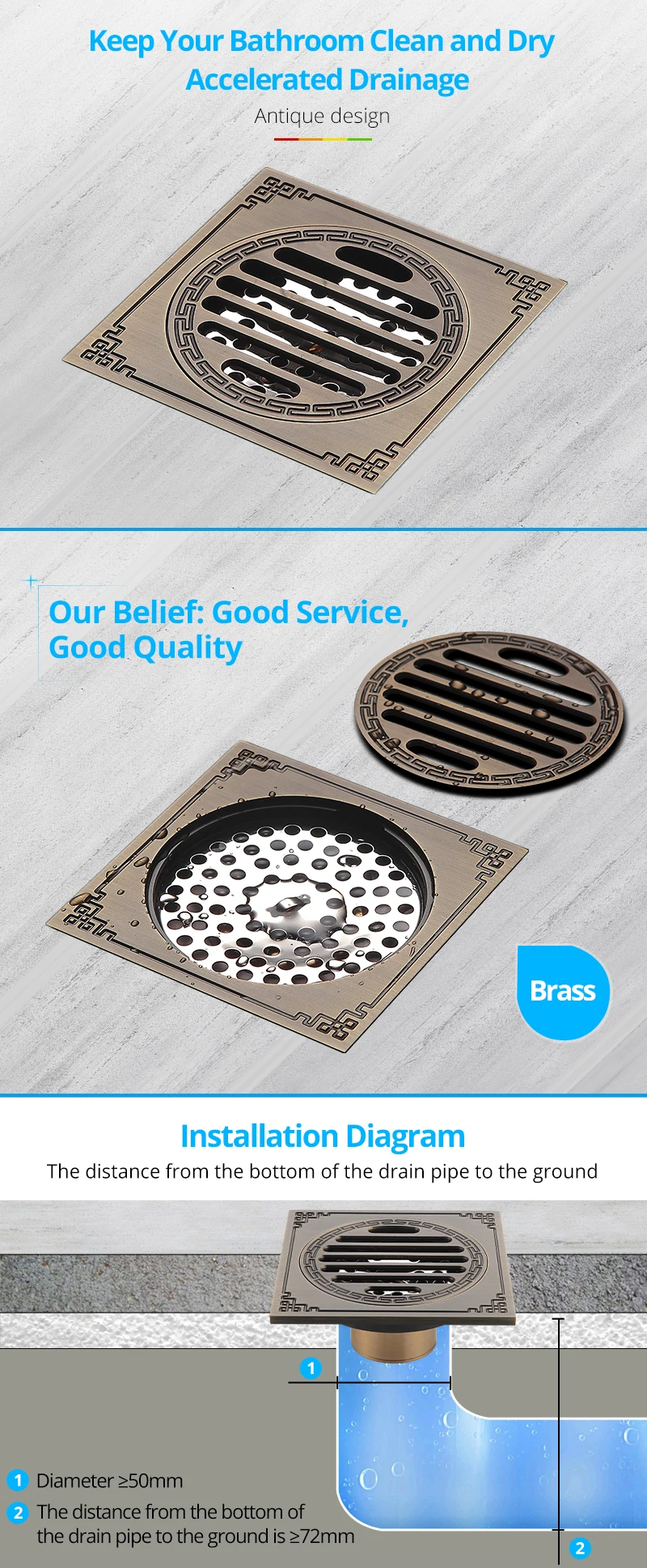 304 Stainless Steel Hidden Bathroom Decorative Deodorant Long Floor ...
