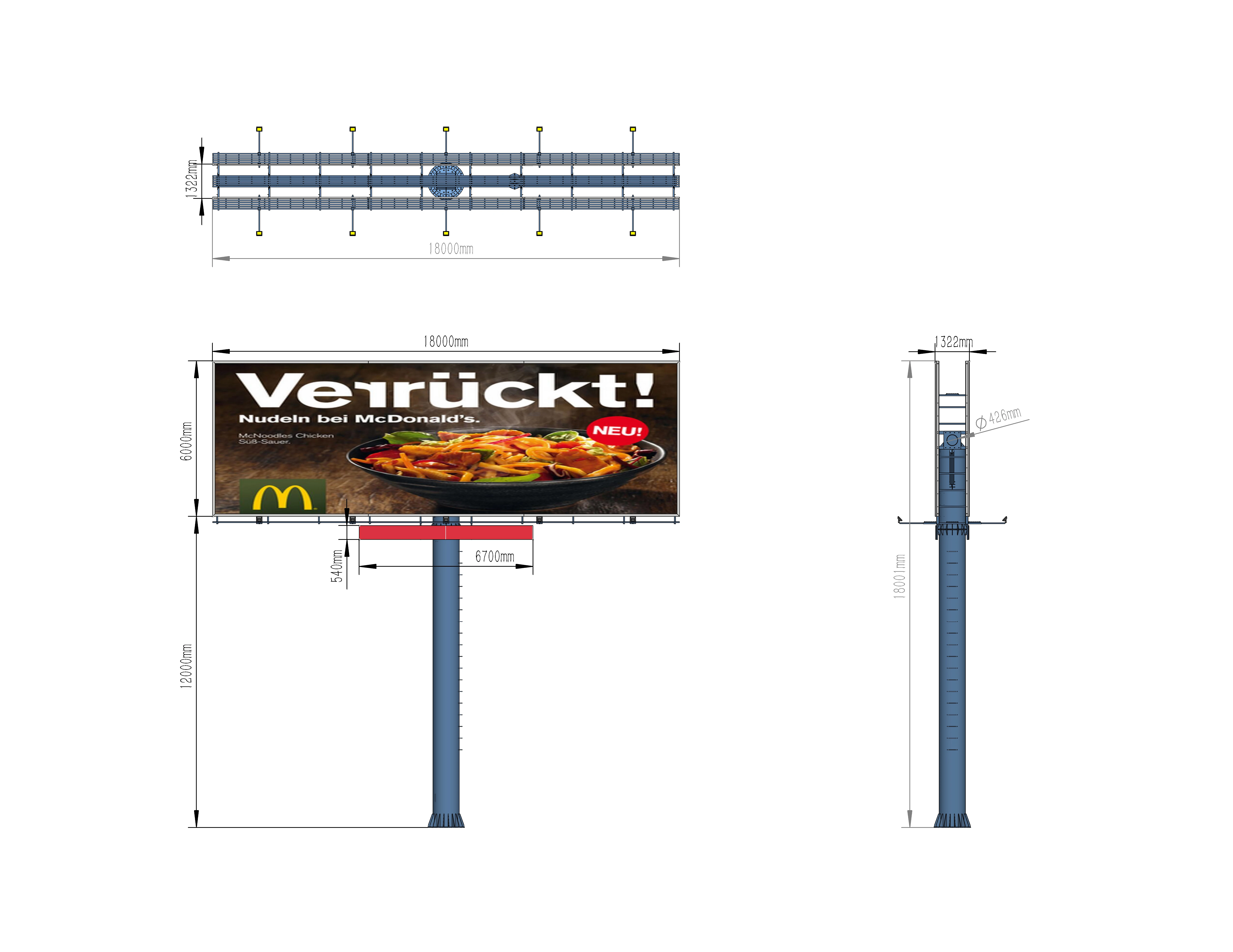 Large Size Double Sided Billboards for Outdoor Advertising