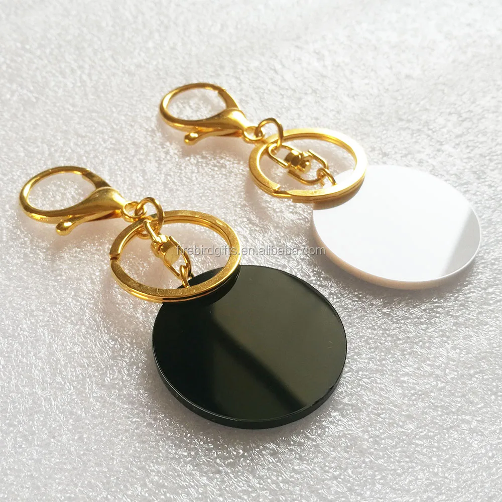 Wholesale Custom Shape Blank Black White Round Acrylic Keychain with ...