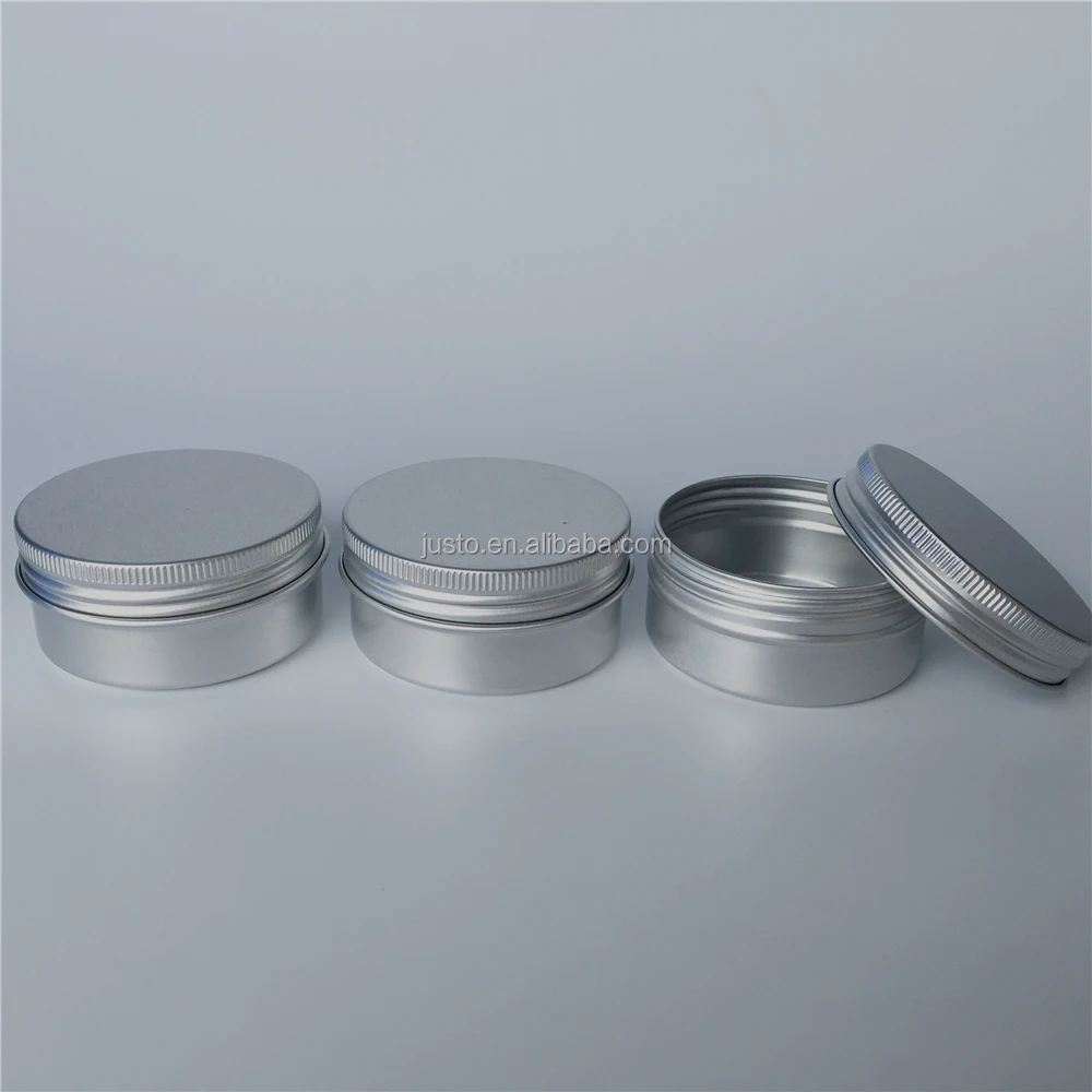 50ml Round Silver Aluminum Metal Tin Storage Jar Containers With Secure ...