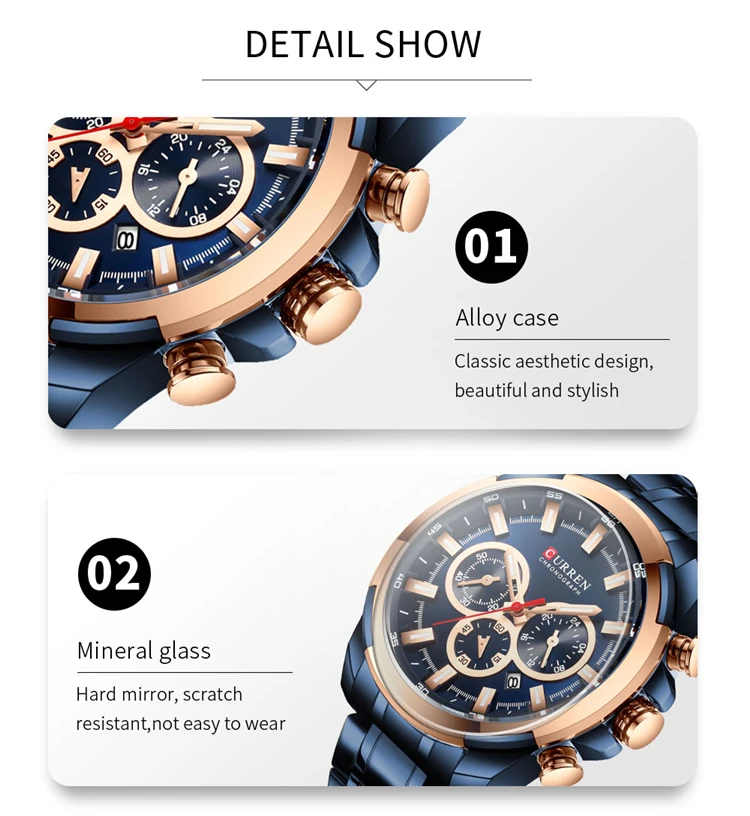 Curren 8361 Fashion Casual Stainless Steel Watches Men's Quartz ...