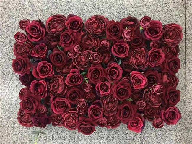 Artificial Silk Red Rose Flower Wall Mat Backdrop - Free Sample