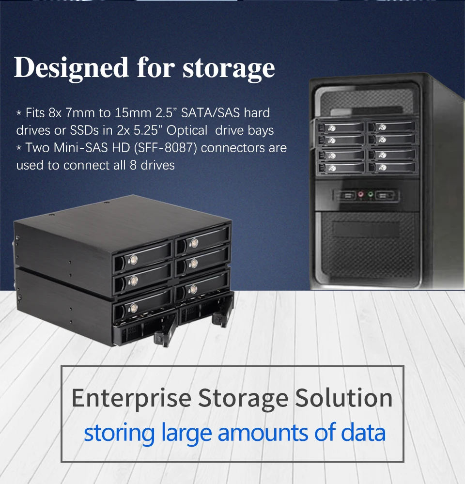 Aluminum 8-bay 2.5in Removable 5.25in Optical Drive Enclosure Sata Ssd ...