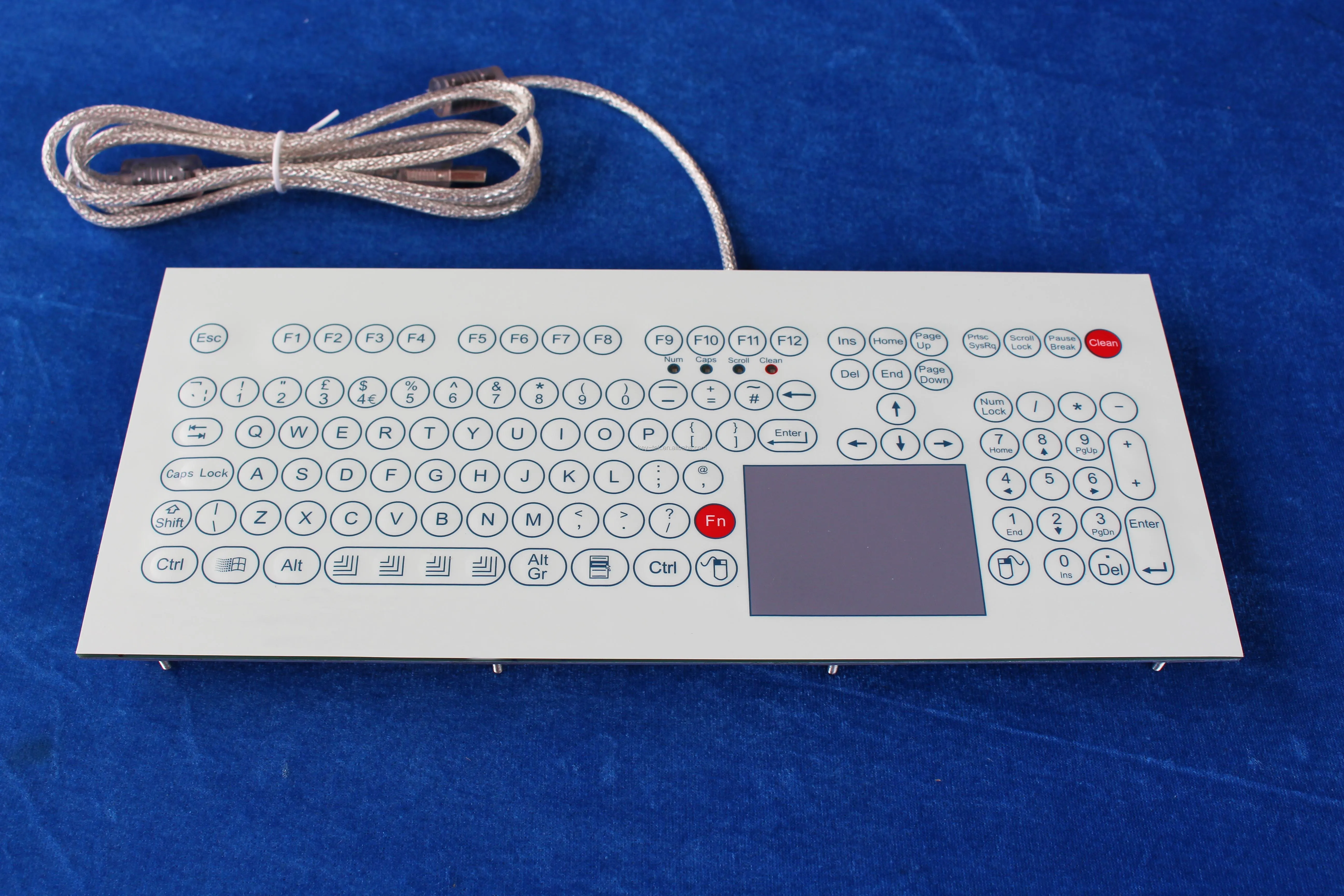 Ip67 Industrial Membrane Hygienic Keyboard With Sealed Touch Pad Mouse ...