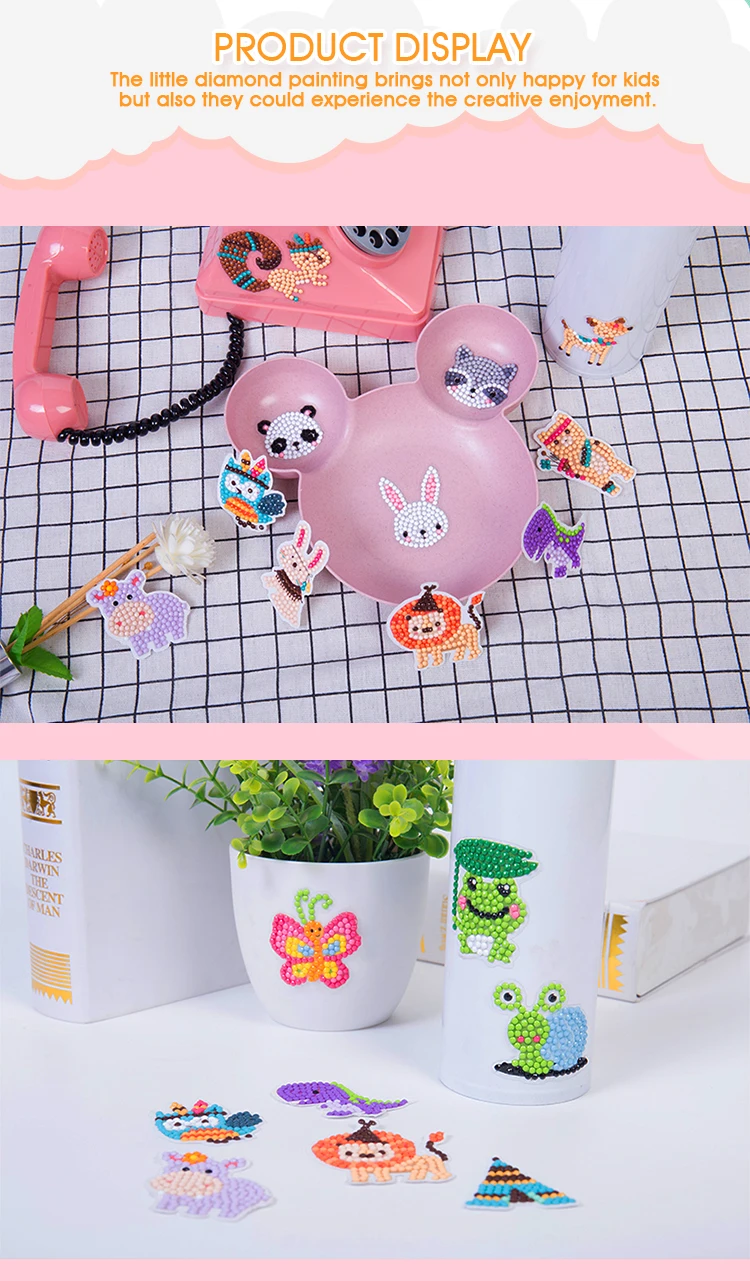 New Children's Diamond Painting Cute Cartoon Animals Puzzle Sticker 5d ...