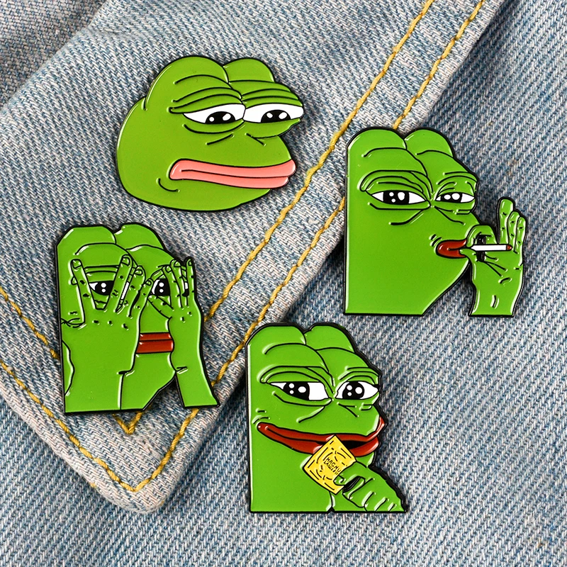 11 Styles Pepe the Frog Meme Enamel Pins Shoot Pyramid Thinking ...