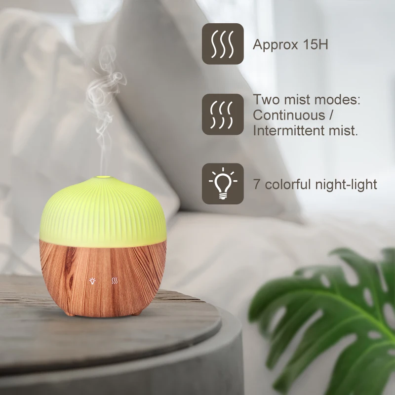 Wood Grain Essential Oil Diffuser 160ml Cool Mist Humidifier Diffuser ...