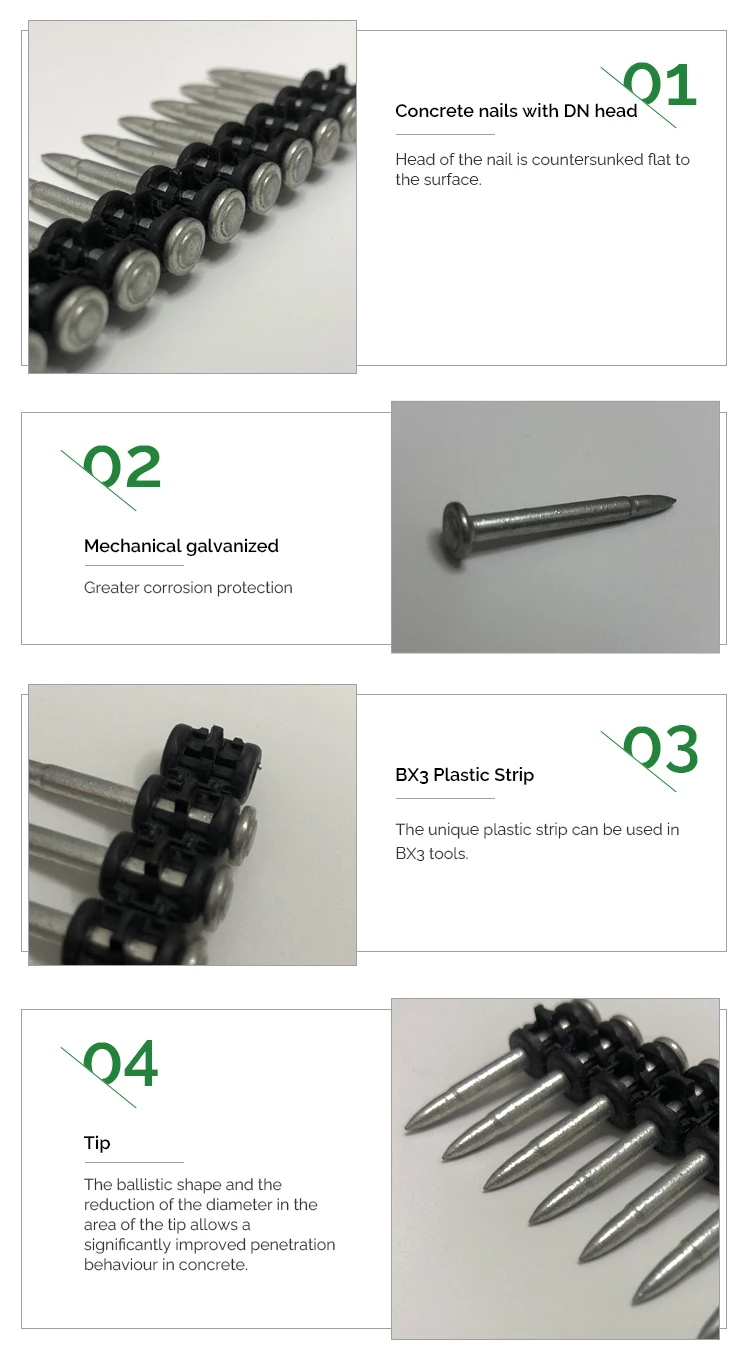 Bx3 Plastic Collated Mechanical Galvanized Concrete Pin Nails - Buy ...