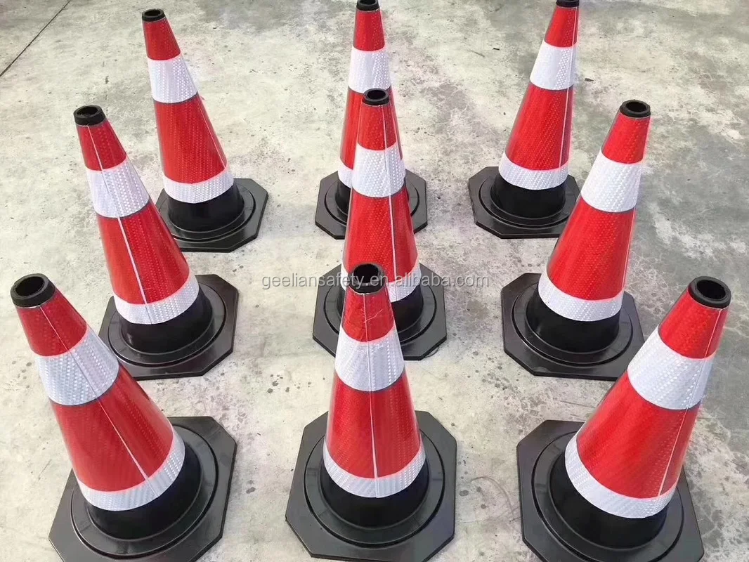 Road Work 50cm Cones - Safety Sign PE Rubber Traffic Cone