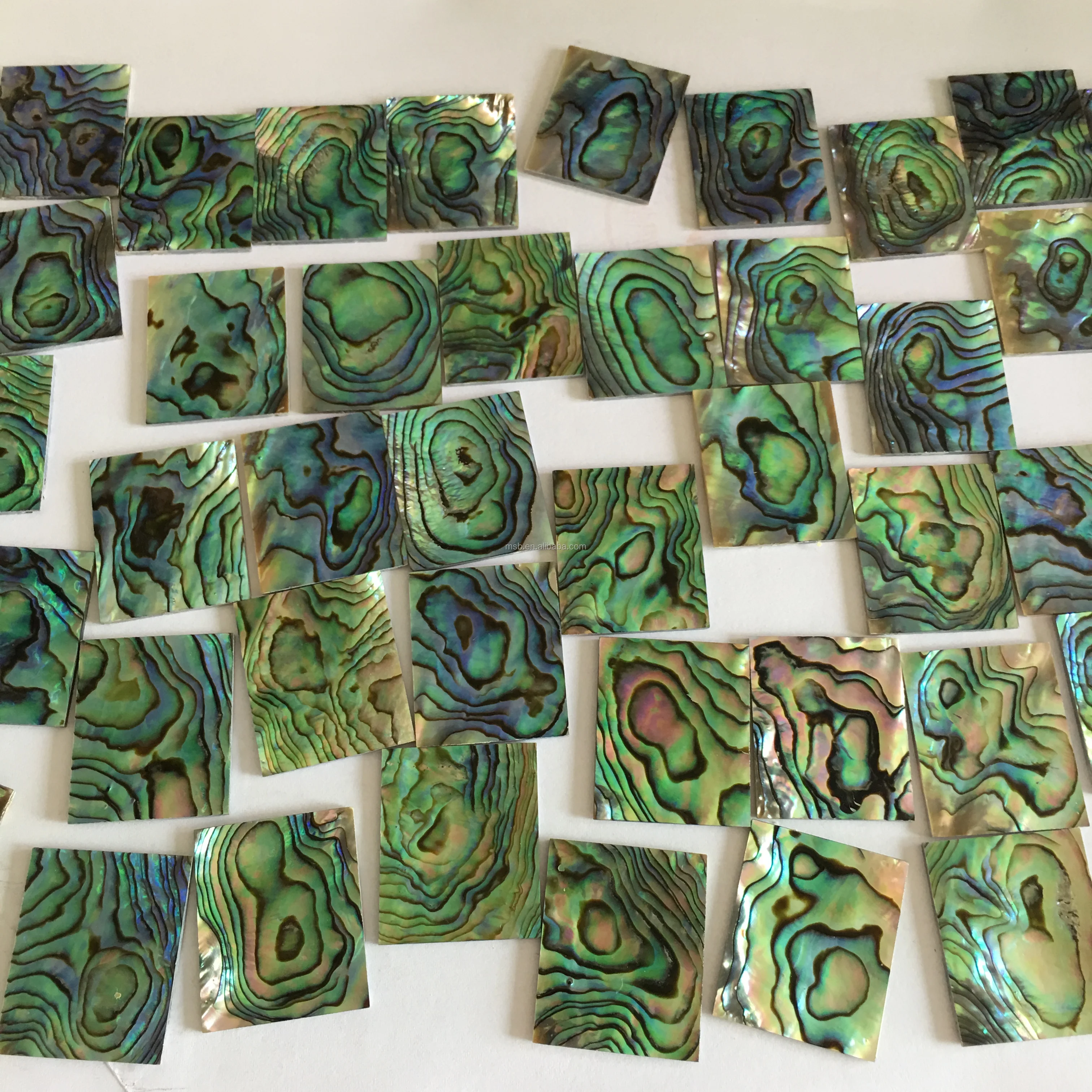 Square Cut Abalone Shell Chips - Natural Folk Art