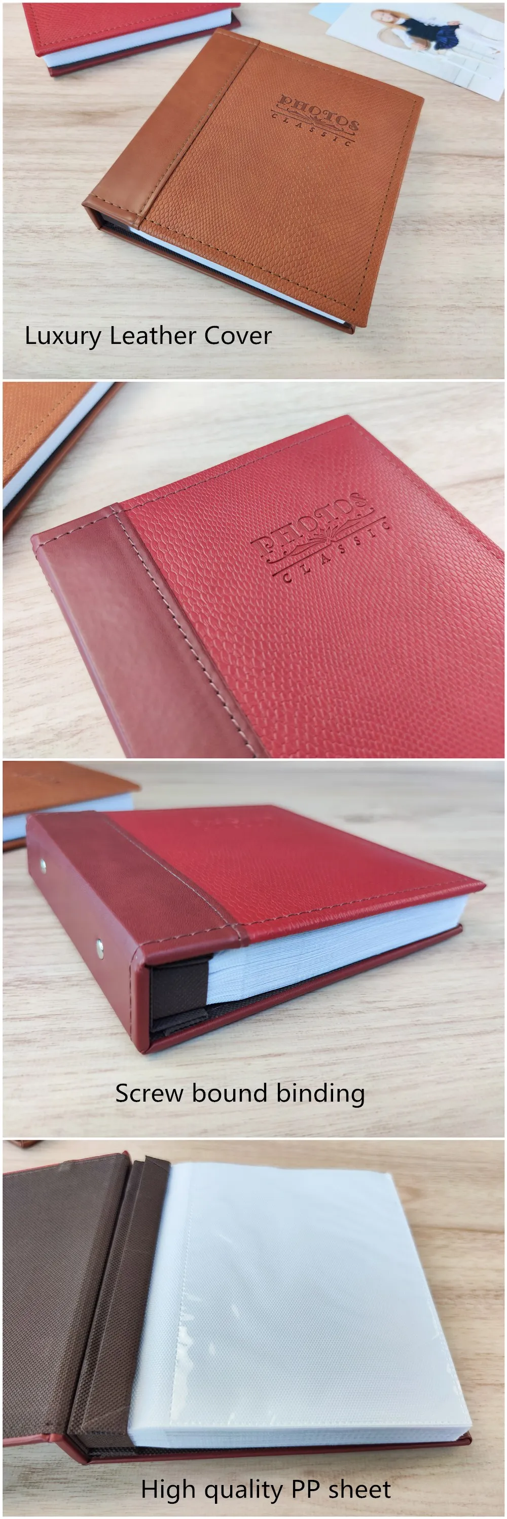 Leather Cover Post Bound 5x7 Photo Album 1up Slip In Pp Pocket Sheet ...