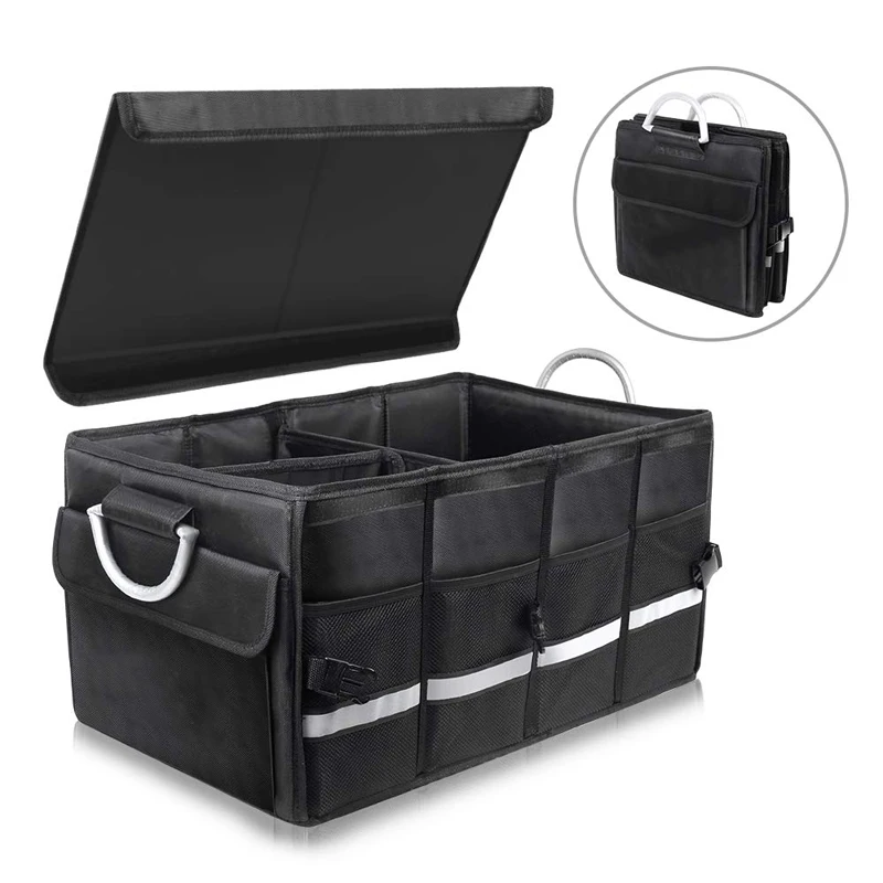 Heavy Duty Waterproof Collapsible Car Trunk Organizer With Lid Travel ...