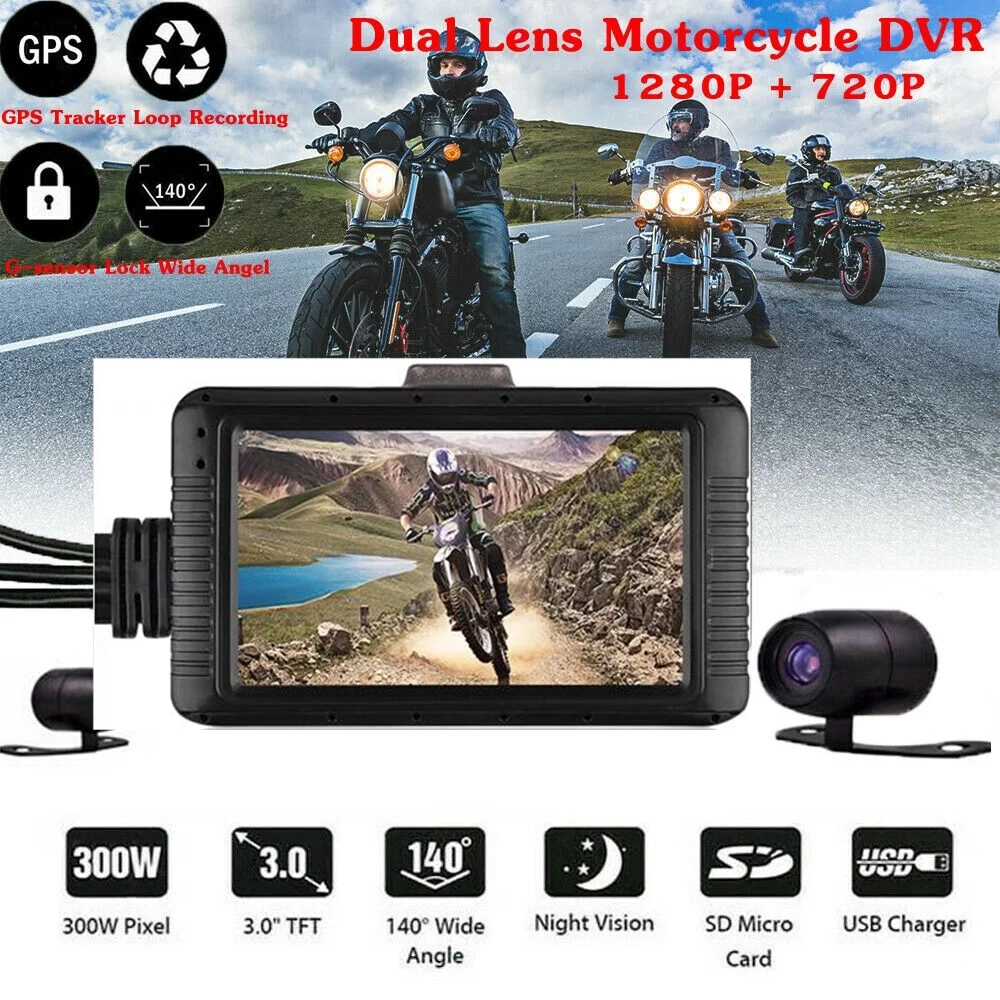 2020 Motorcycle Driving Recorder Dual Lens Fhd Motorcycle Dvr ...