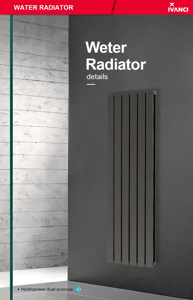 1800x300mm Anthracite Flat Double Vertical Hot Water Radiator