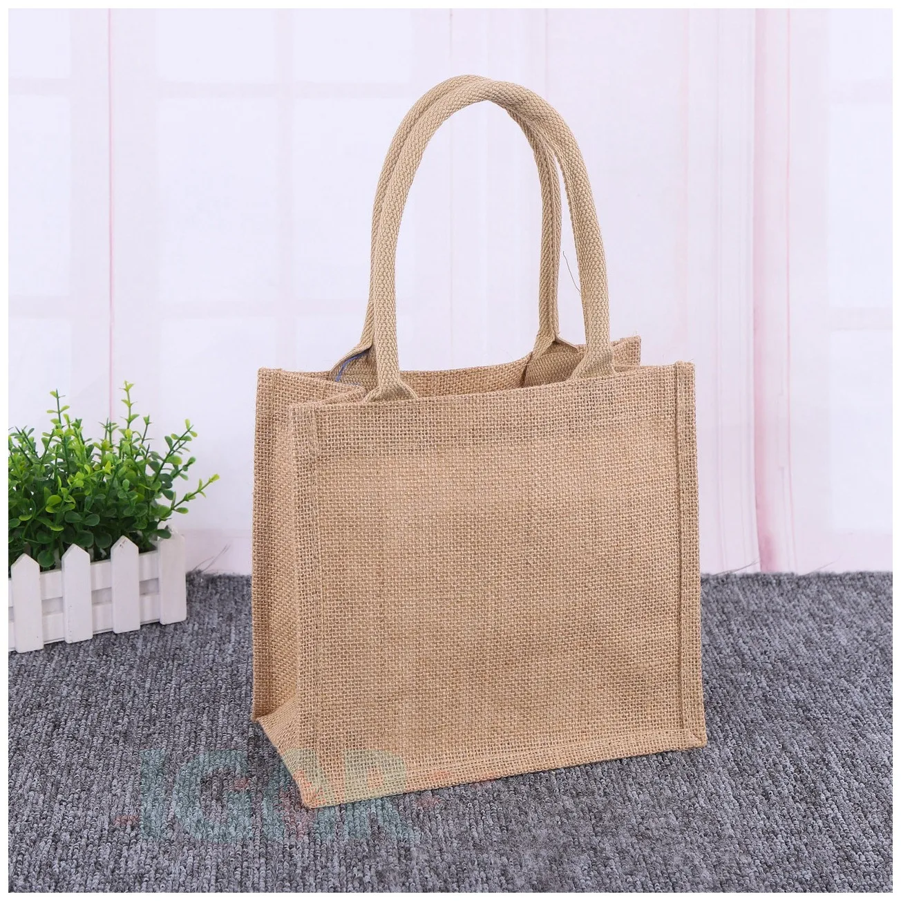 Natural Burlap Jute Tote Ecoright Jute Canvas Tote Bag With Zipper ...