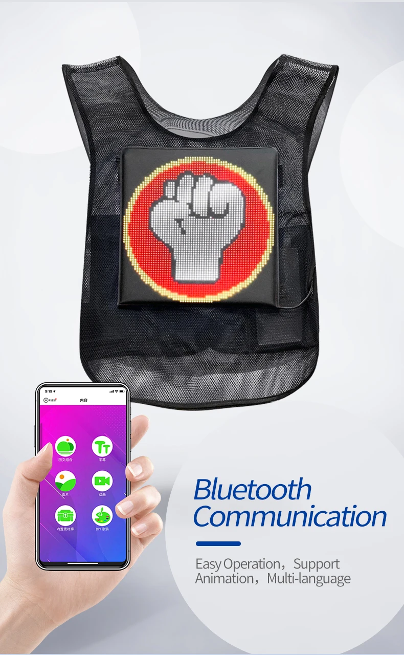 Light Up Led Safety Vest Walking Advertising Waistcoat With Led Display ...