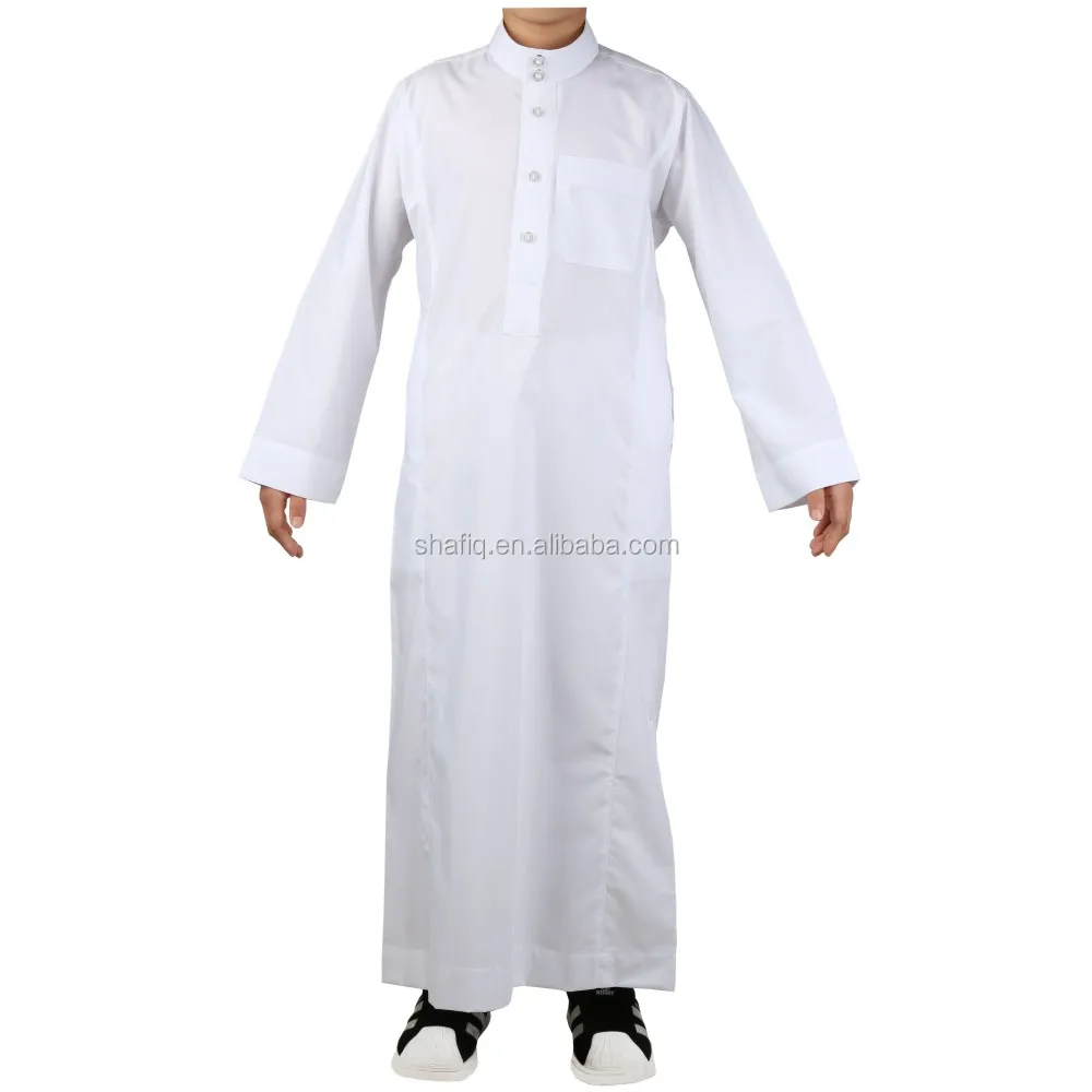 Classic Daffah White Arabic Stand Collar Kurta for Boys | Traditional ...