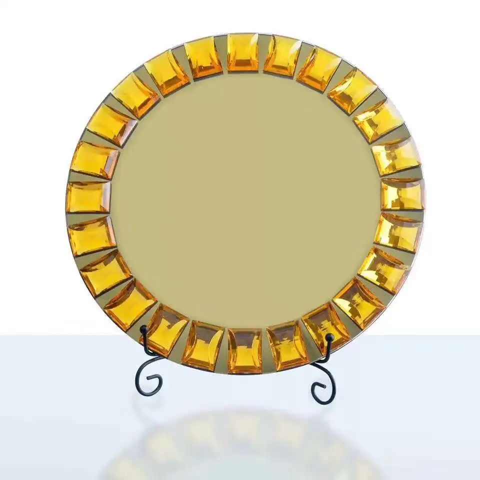 Round Glass Mirrored Plate Charger Mosaic Event Wedding Party ...