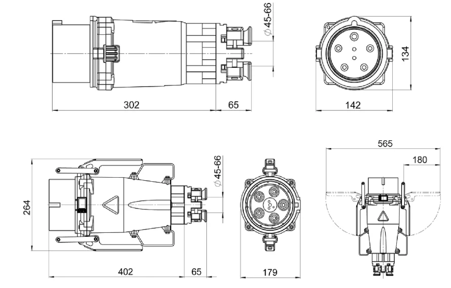 High Current IP67 Industrial Plug and Sockets Connector