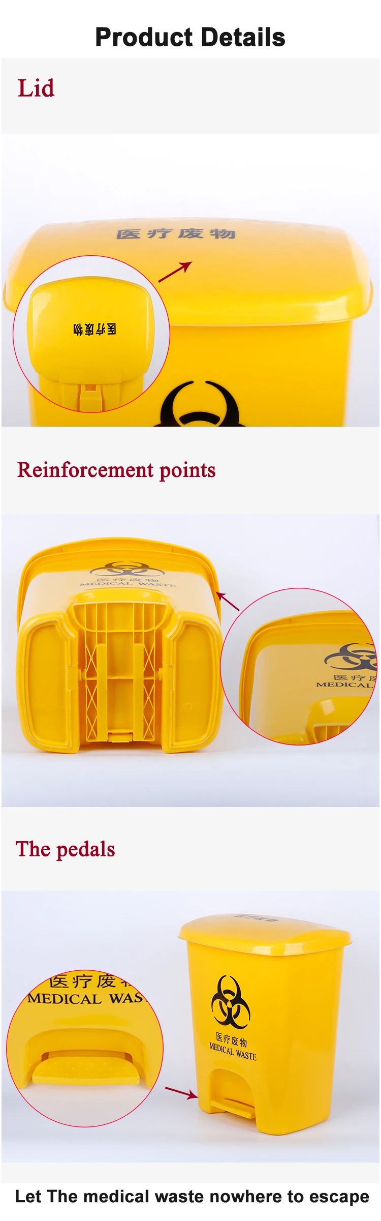 25L Yellow Biohazard Waste Bin - Induction Type Medical Pedal Bin