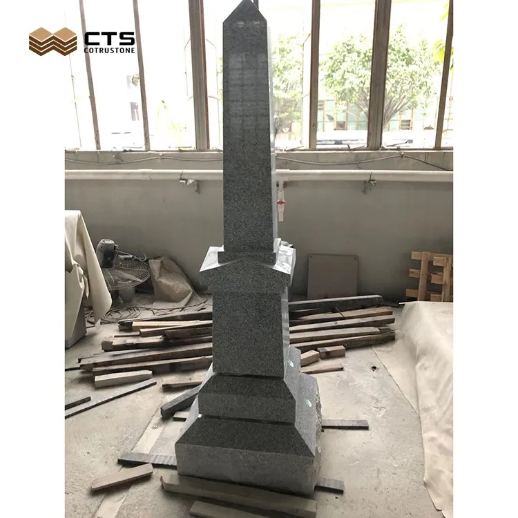 Obelisk Shape G603 Grey Granite American Headstone by CTS