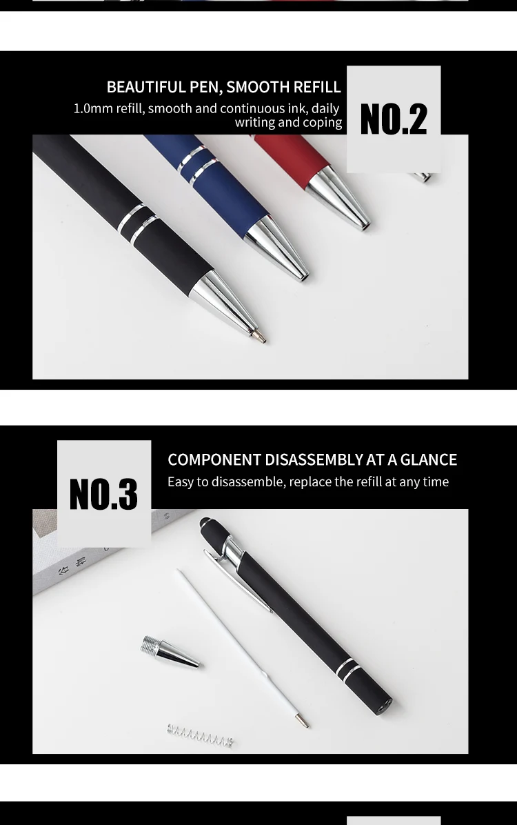 Customized Logo Stylus Pens - Promotional 2 in 1 Touch Screen Pens