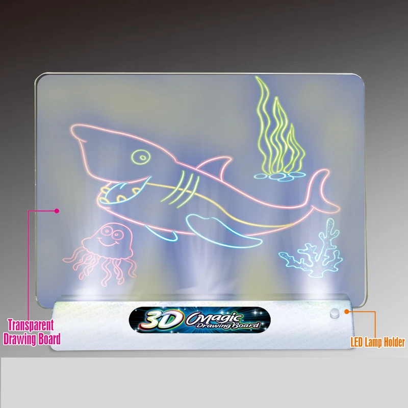 Mini 3d Drawing Board Ocean Version Led Light Drawing Board For Kids ...