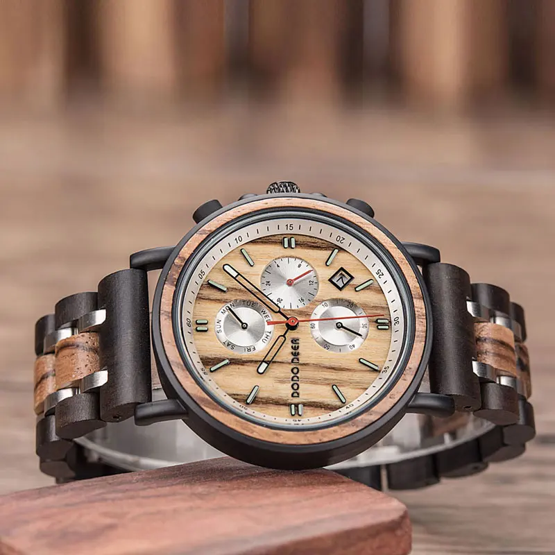 Dodo Deer Multi-function Men's Wood Watches Oem Chronograph Brand Your ...