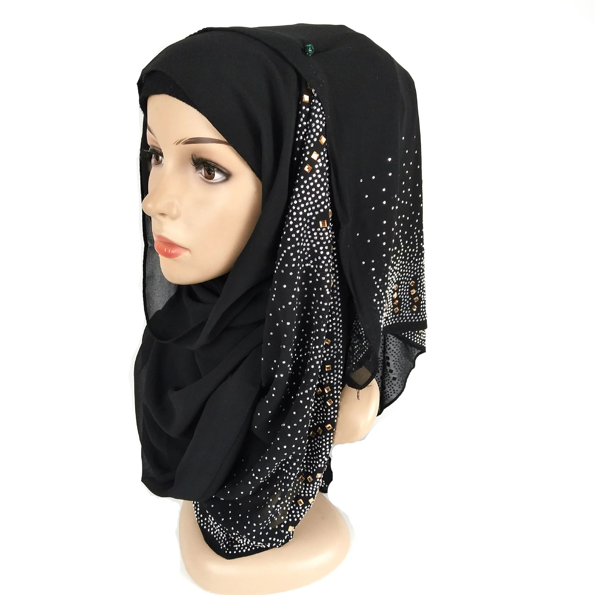 2020 Muslim Strass Hijab Schal Chiffon Diamant Schals Kopftuch ...