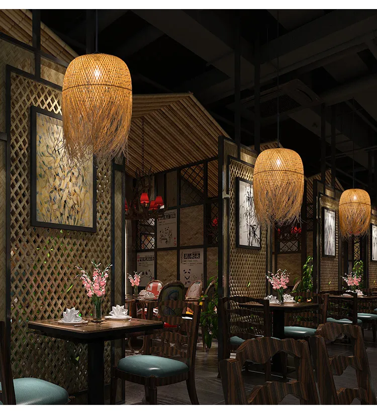 Japanese Rattan Pendant Light Fixture For Art Design Chandelier ...