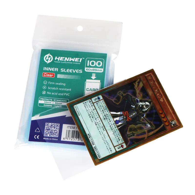 Henwei Custom Board Game 60*88mm Plastic Card Inner Sleeves for YUGIOH
