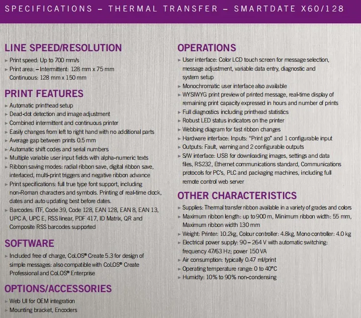 Tto Printer Markem Thermal Transfer Overprinter Smart Date X60 128 Mm ...